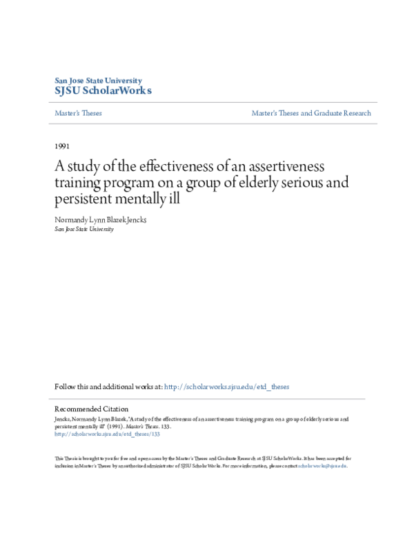 (PDF) A Study of Effectiveness of Assertiveness Training Programme on Assertiveness Self ...