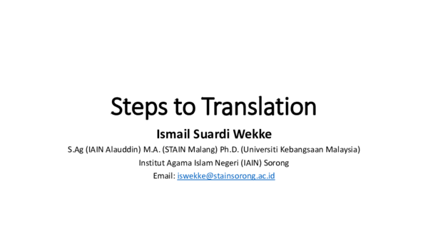 (PDF) Step to Translation