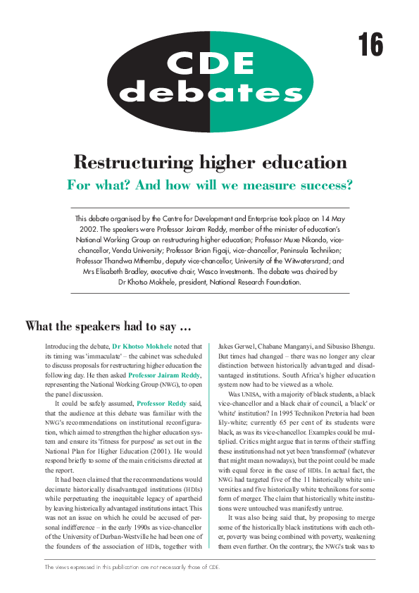 (PDF) Restructuring higher education: For what? And how will we measure ...