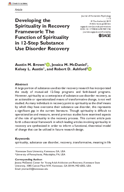 (PDF) Developing the Spirituality in Recovery Framework: The Function ...