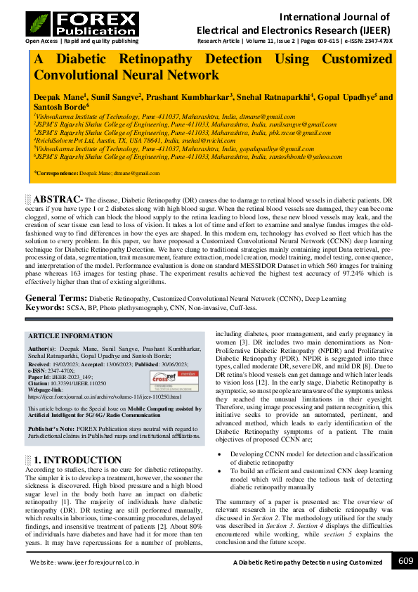(PDF) A Diabetic Retinopathy Detection Using Customized Convolutional Neural Network