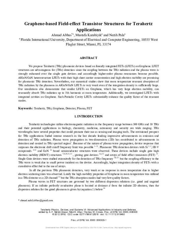 (PDF) Graphene-based field-effect transistor structures for terahertz applications