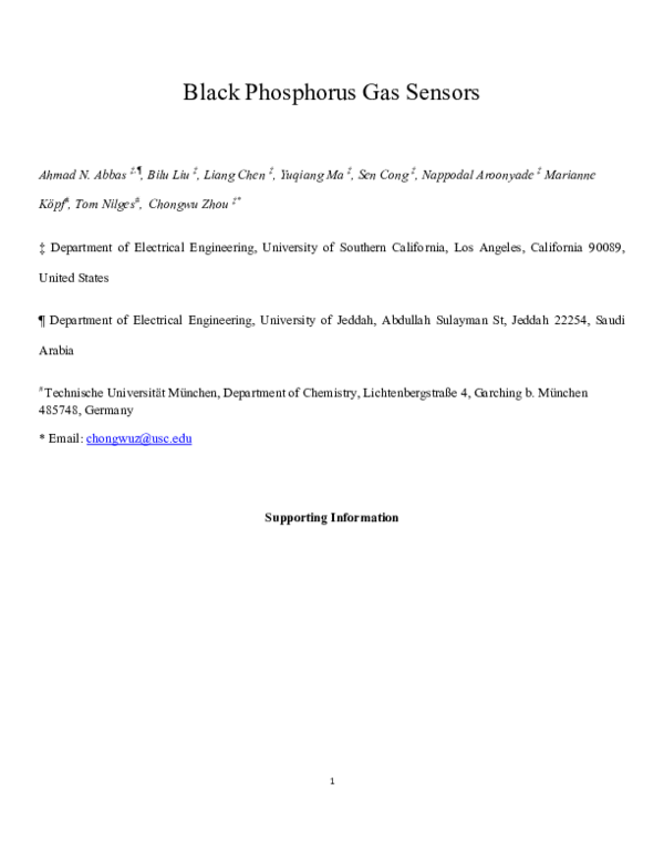 (PDF) Black Phosphorus Gas Sensors