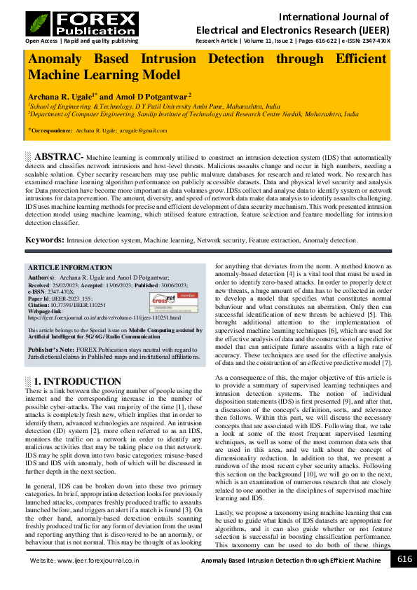 (PDF) Anomaly Based Intrusion Detection through Efficient Machine ... (PDF) Anomaly Based Intrusion Detection through Efficient Machine ...