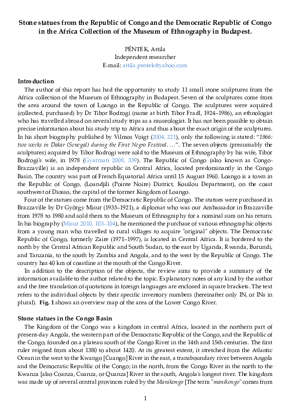 (PDF) Stone statues from the Republic of Congo and the Democratic ...