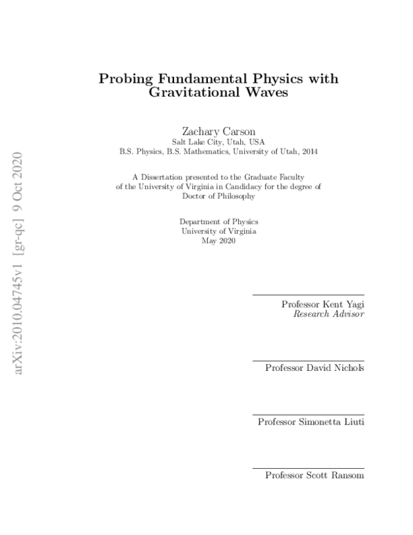 (PDF) Probing Fundamental Physics with Gravitational Waves