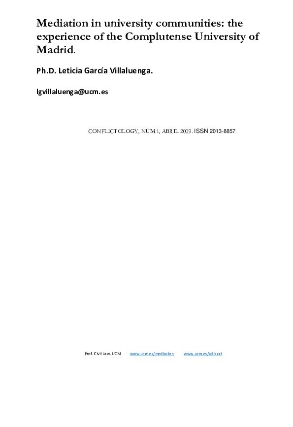 Pdf Complete Issue Journal Of Conflictology Volume 4 Issue 1