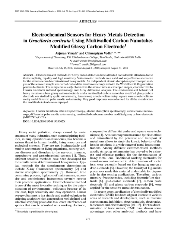 (PDF) Electrochemical sensors for heavy metals detection in liquid media