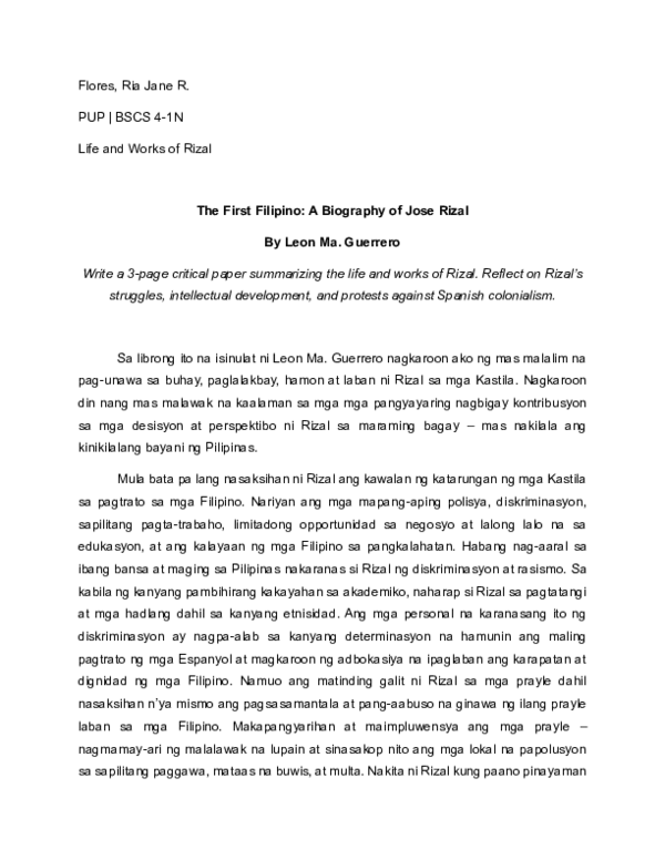 (PDF) The First Filipino: A Biography of Jose Rizal
