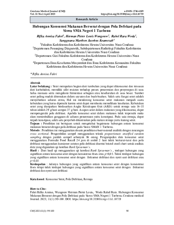 (PDF) Hubungan Konsumsi Makanan Berserat dengan Pola Defekasi pada ...