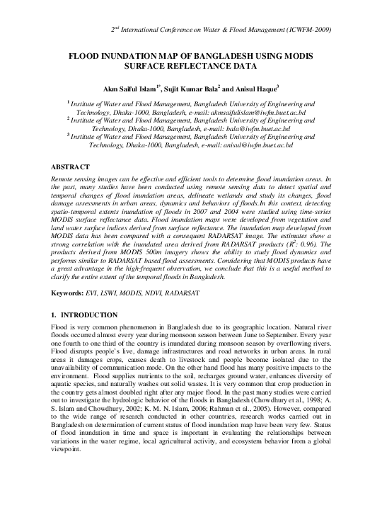 (PDF) Flood inundation map of Bangladesh using MODIS time-series images