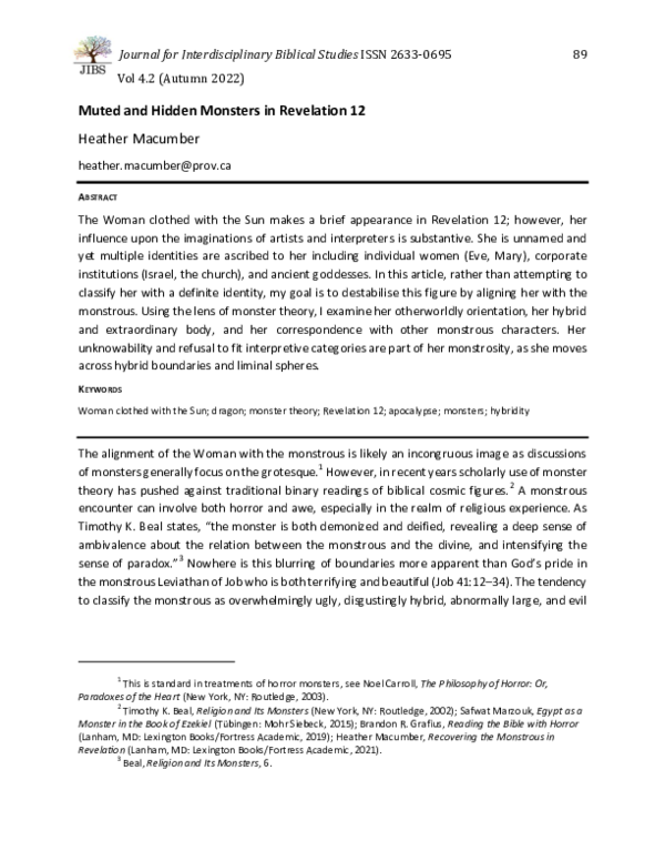 (PDF) Muted and Hidden Monsters in Revelation 12