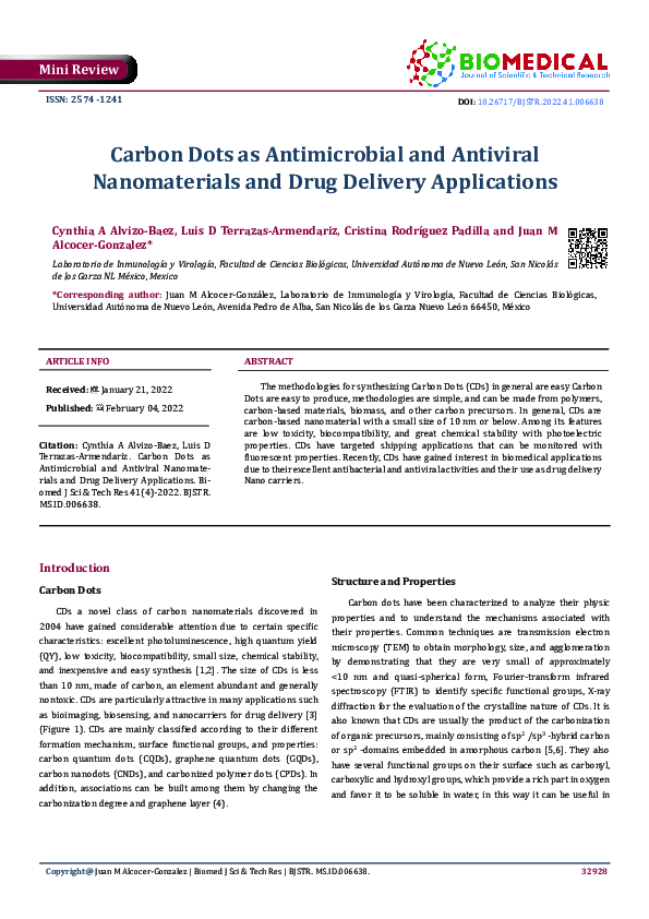 (PDF) Carbon Dots as Antimicrobial and Antiviral Nanomaterials and Drug ...