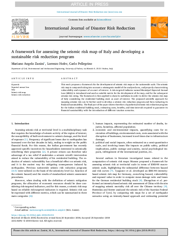 (PDF) A framework for assessing the seismic risk map of Italy and ...