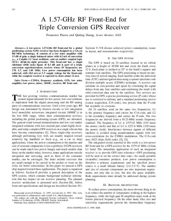 (PDF) Low-Power 1.57-GHz RF Front-End for GPS