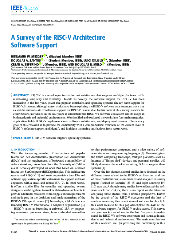 (PDF) A Survey of the RISC-V Architecture Software Support