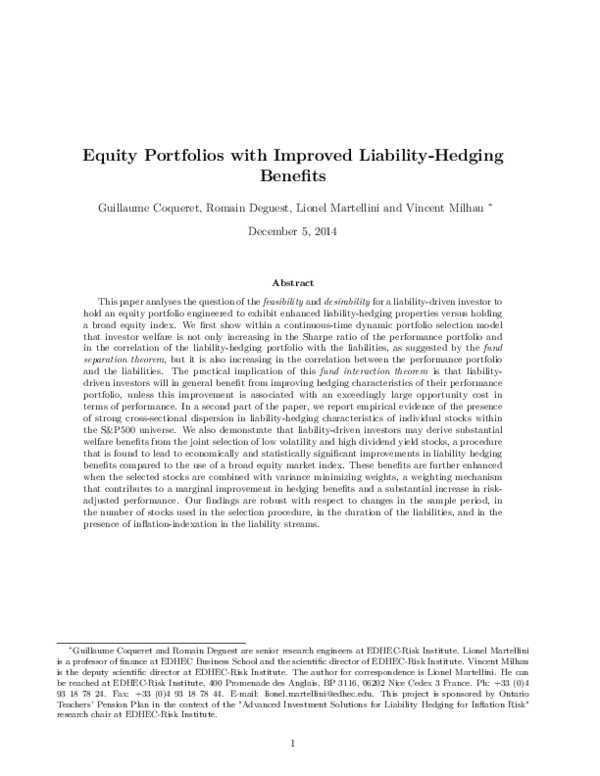 (PDF) Enhanced Liability-Hedging in Equity Portfolios