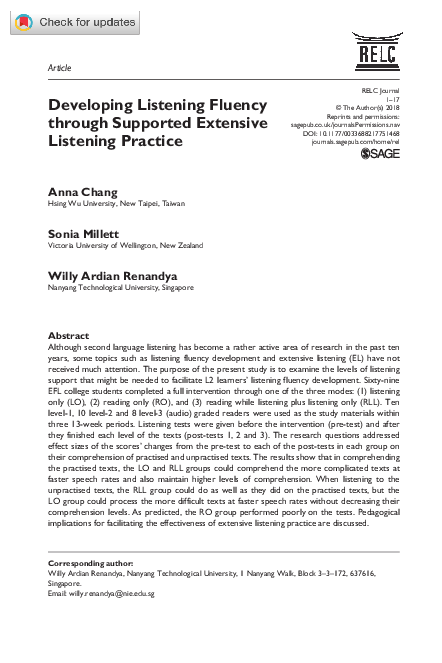 (PDF) Developing Listening Fluency through Supported Extensive ...