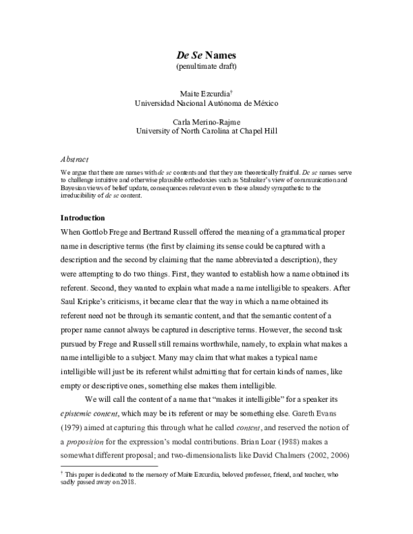 (PDF) De Se Names
