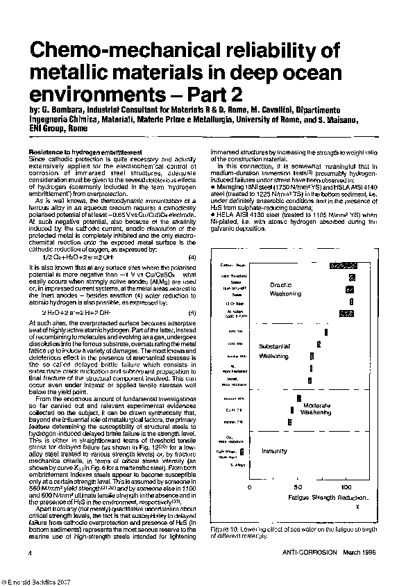 (PDF) Chemo-mechanical reliability of metallic materials in deep ocean environments — Part 1