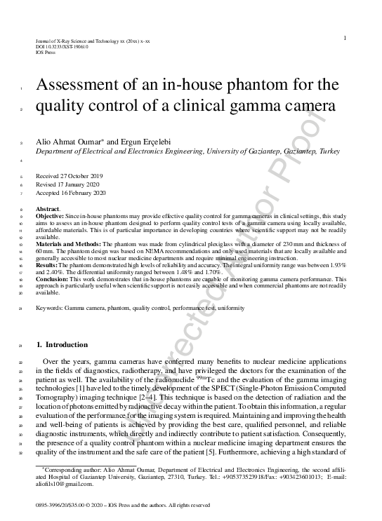(PDF) Assessment of an in-house phantom for the quality control of a ...