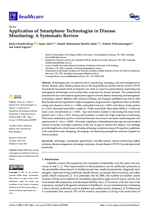 (PDF) Smartphone Apps for Chronic Disease Monitoring: A Review