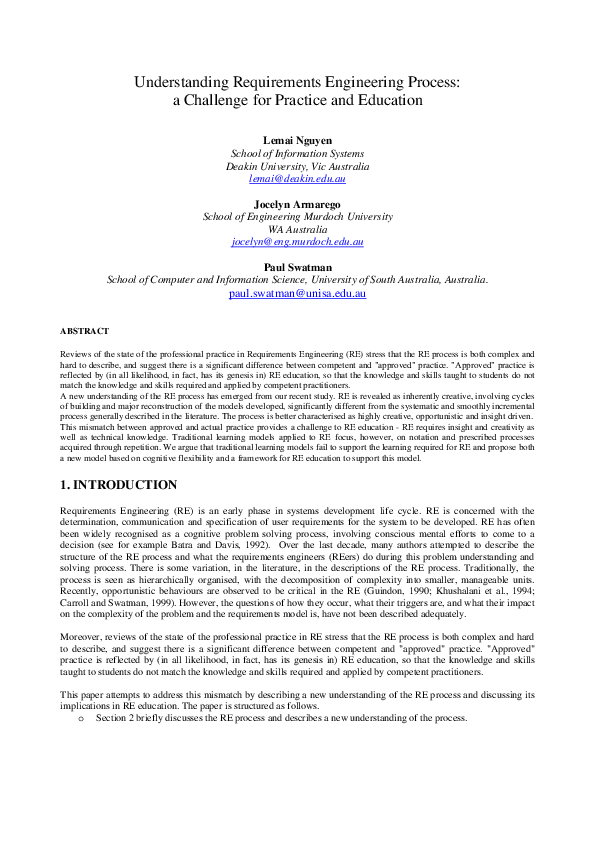 (PDF) Understanding requirements engineering process: a challenge for ...