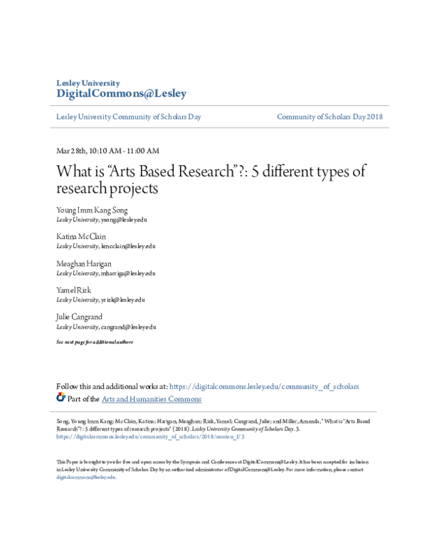 (PDF) What is “Arts Based Research”?: 5 different types of research ...