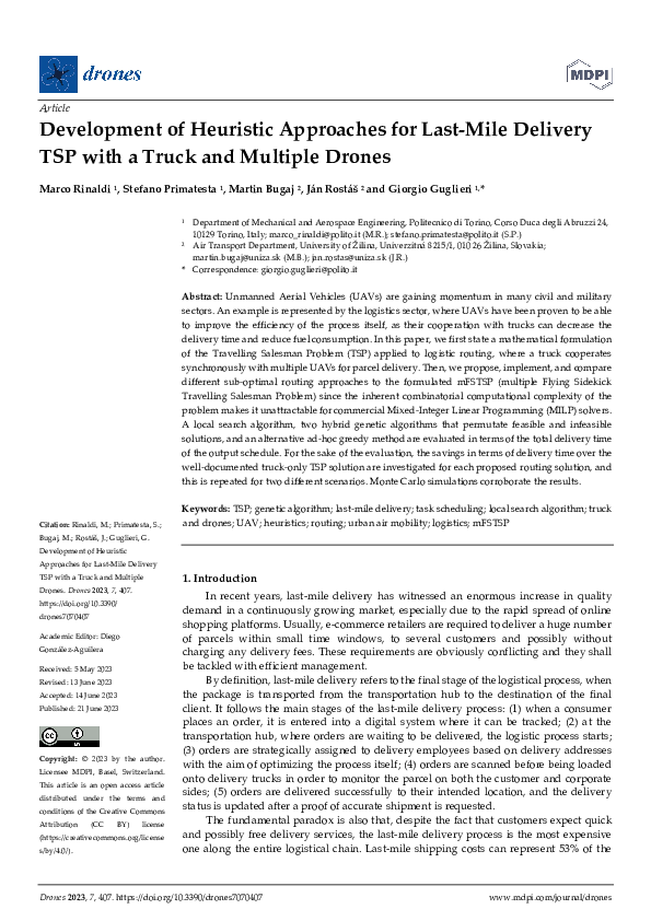 (PDF) Development of Heuristic Approaches for Last-Mile Delivery TSP ...
