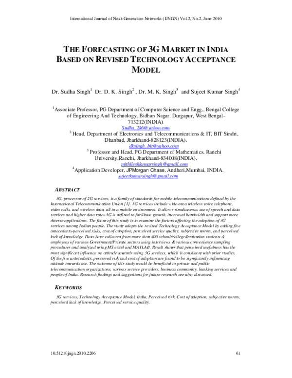 (PDF) The Forecasting of 3G Market in India Based on Revised Technology ...