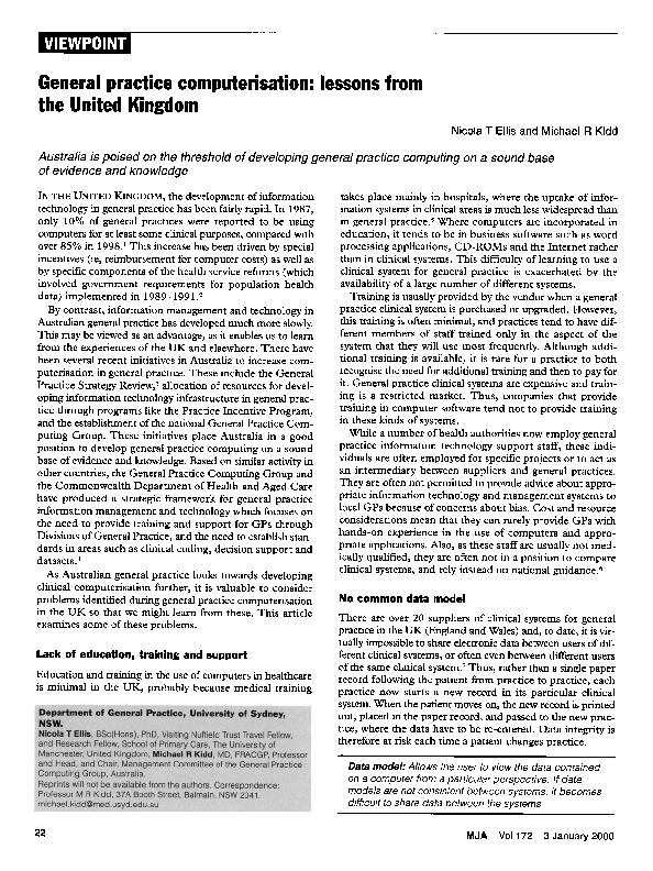(PDF) General practice computerisation: lessons from the United Kingdom