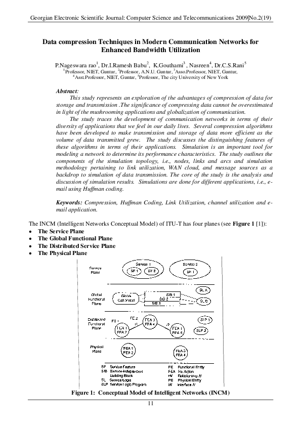 (PDF) Data compression Techniques in Modern Communication Networks for ...
