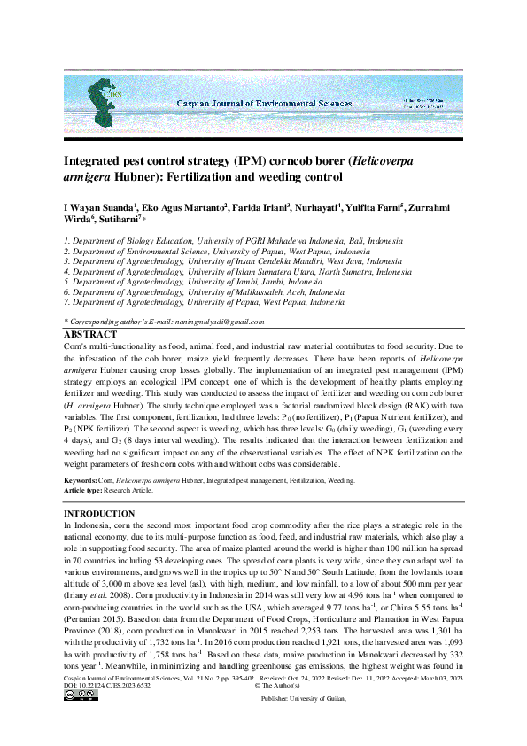 (PDF) Integrated pest control strategy (IPM) corncob borer (Helicoverpa ...