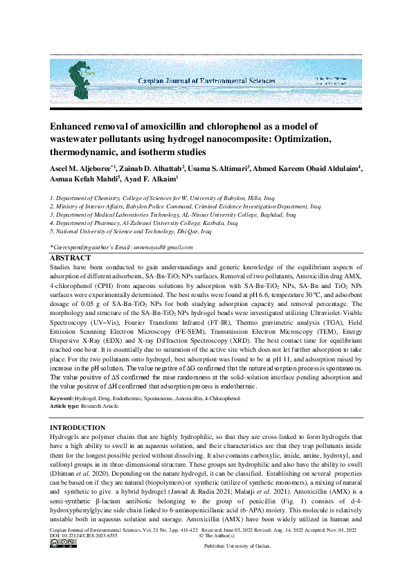 (PDF) Enhanced removal of amoxicillin and chlorophenol as a model of ...