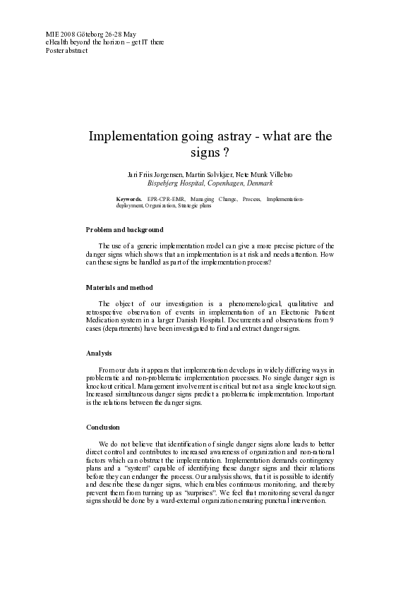 (PDF) Implementation going astray-what are the signs