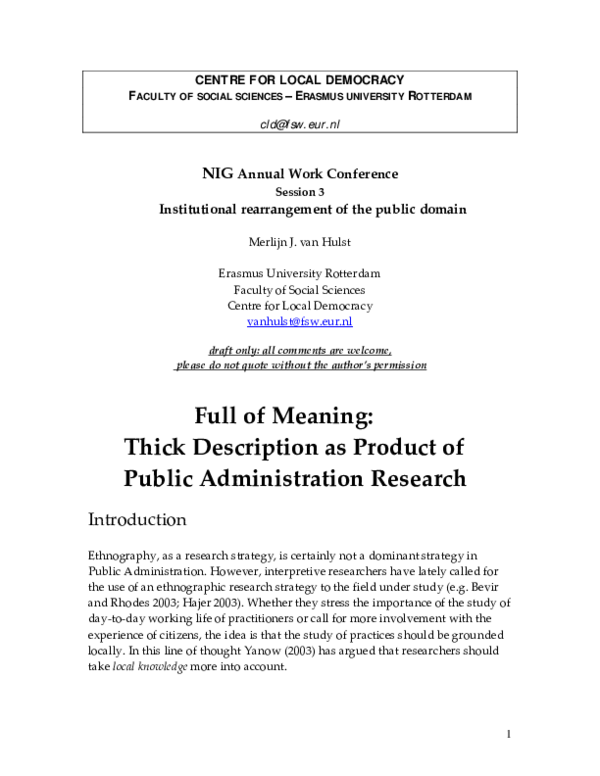 (PDF) Full of Meaning: Thick Description as Product of Public ...