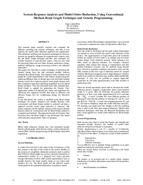 (PDF) System Response Analysis and Model Order Reduction , Using ...