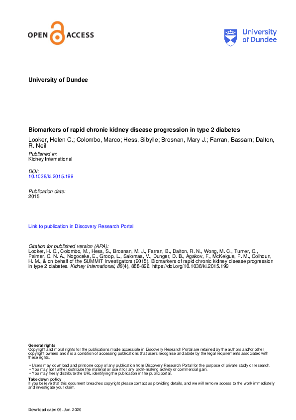 (PDF) Biomarkers of rapid chronic kidney disease progression in type 2 ...