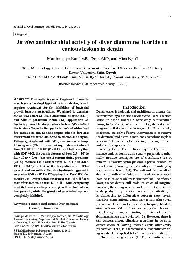 (PDF) In vivo antimicrobial activity of silver diammine fluoride on ...