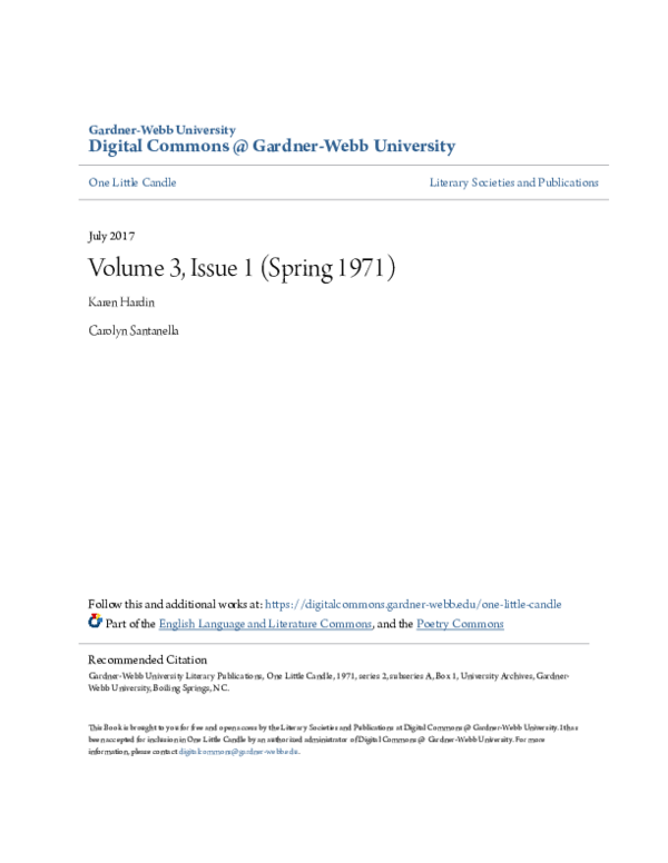 (PDF) Volume 3, Issue 1 (Spring 1971)