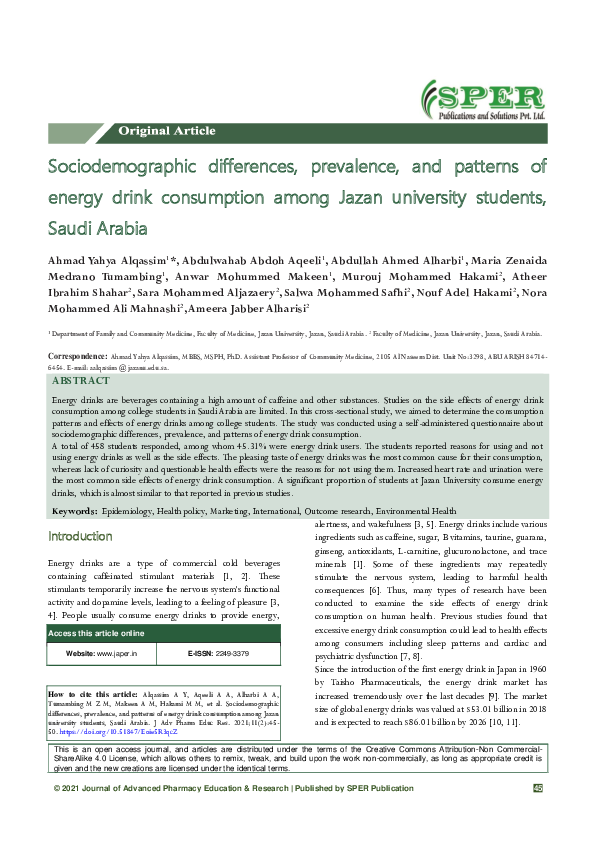 (PDF) Sociodemographic differences, prevalence, and patterns of energy ...