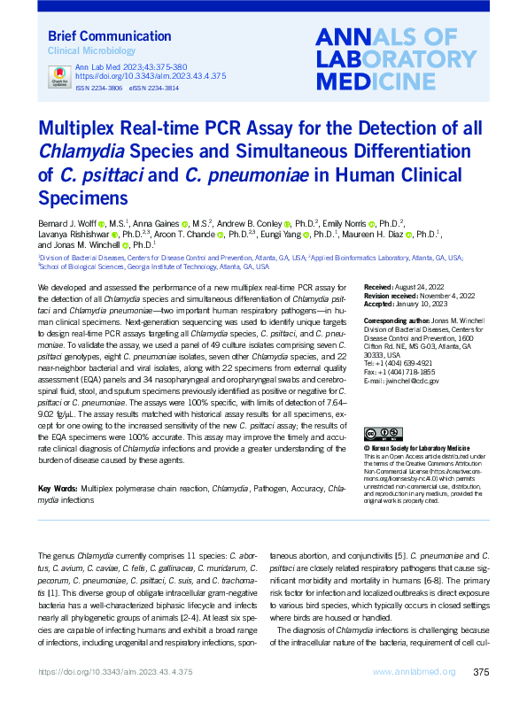 (PDF) Multiplex Real-time PCR Assay for the Detection of all Chlamydia ...