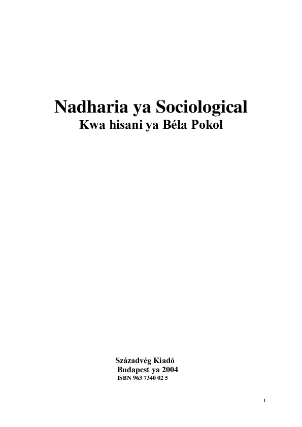 (PDF) Nadharia ya Sociological | Béla Pokol - Academia.edu