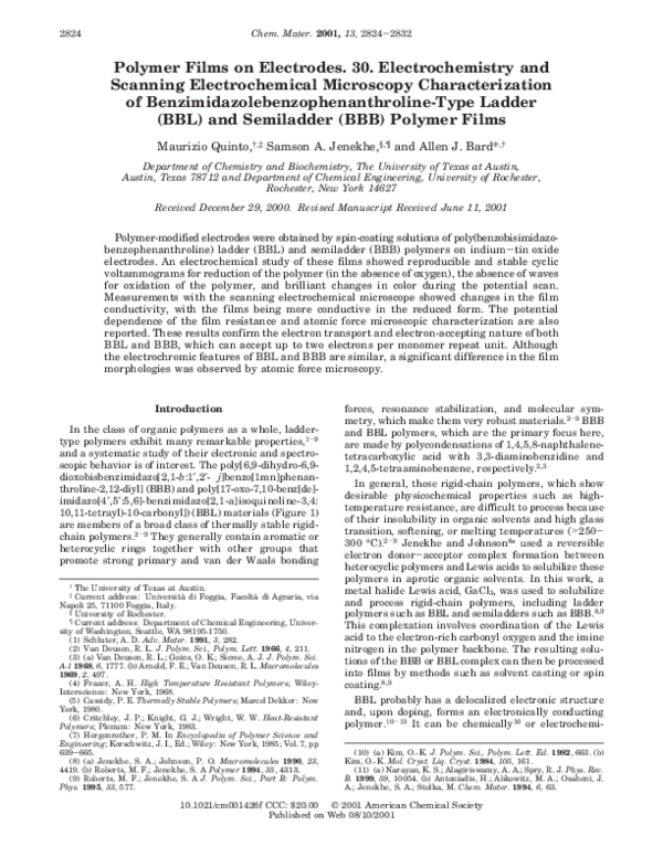 (PDF) Polymer Films on Electrodes. 30. Electrochemistry and Scanning ...