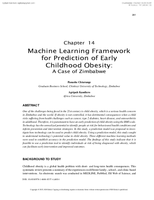 (PDF) Machine Learning Framework for Prediction of Early Childhood ...