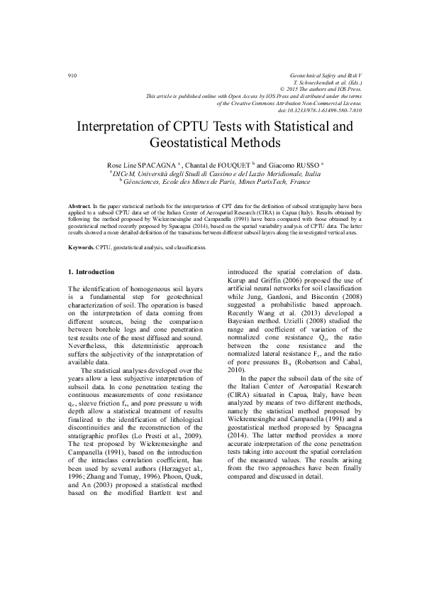 (PDF) Interpretation of CPTU Tests with Statistical and Geostatistical ...