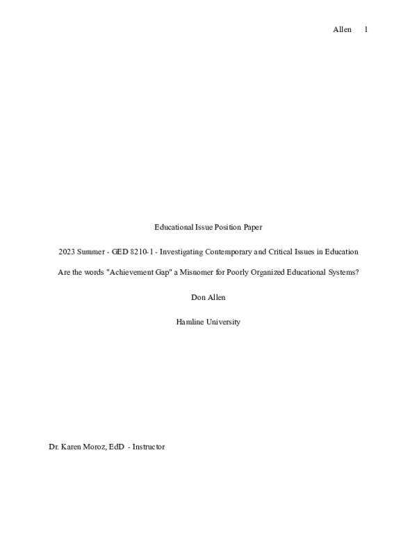 (PDF) Educational Issue Position Paper 2023 Summer -GED 8210-1 ...