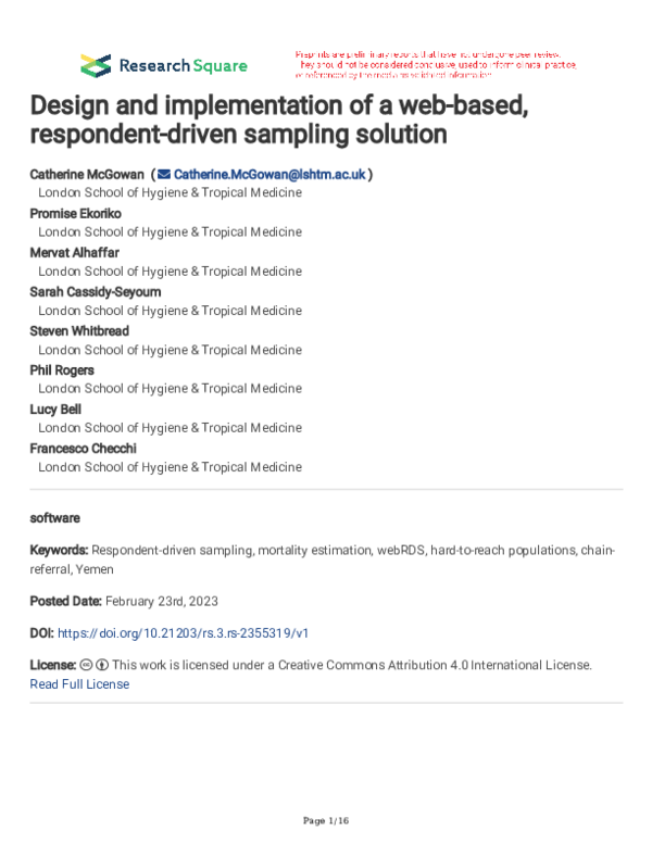 (PDF) Design and implementation of a web-based, respondent-driven sampling solution