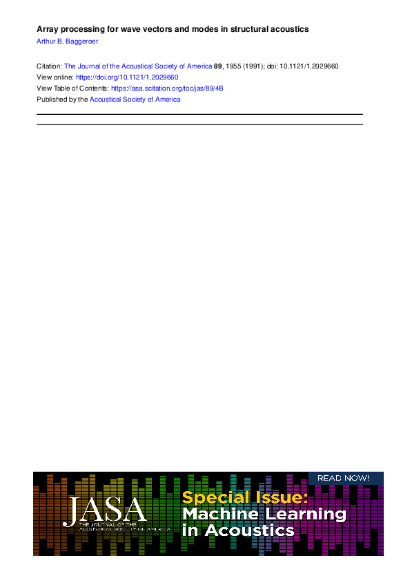(PDF) Array processing for wave vectors and modes in structural acoustics