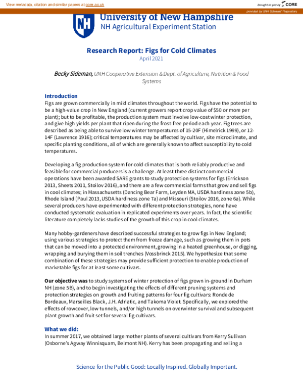 (PDF) Research Report: Figs for Cold Climates 2021